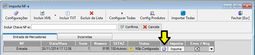 Importando NFe Compras